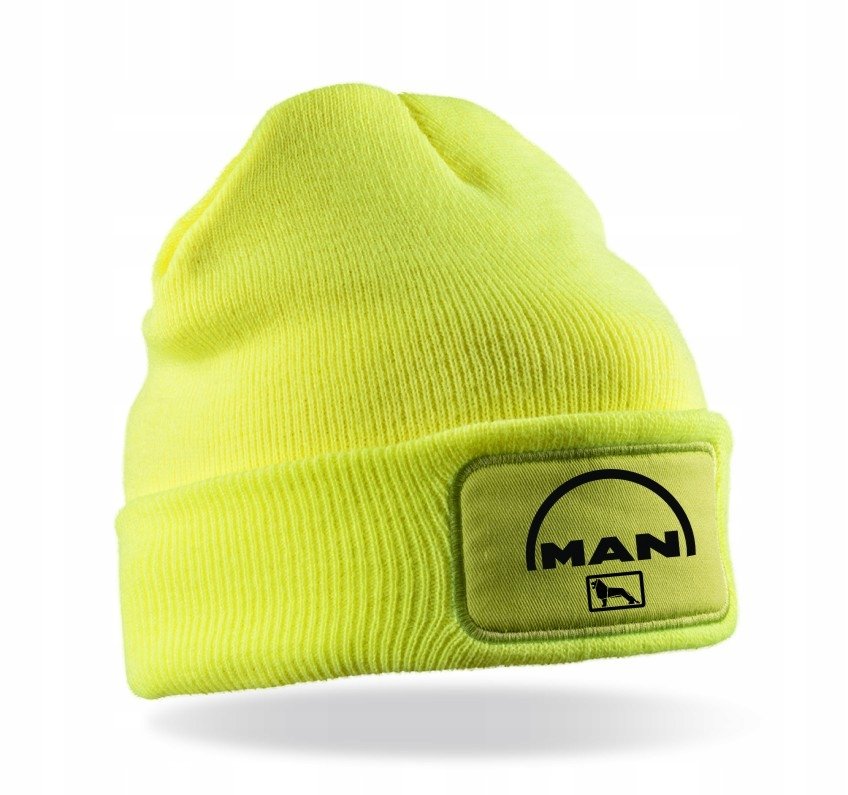 GRUBA CZAPKA ZIMOWA MAN FLUORESCENCYJNA SELEDYNOWA CZARNA TIR TRUCK ...