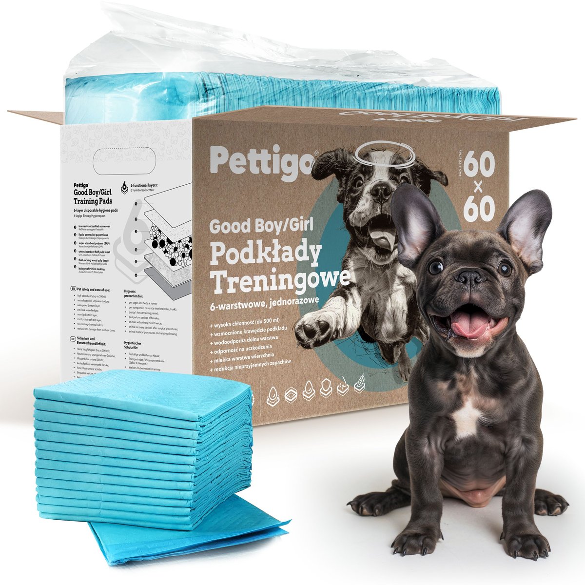 GRUBE PODKŁADY HIGIENICZNE 60x60 CHŁONNE MATY dla PSA NAUKA SIKANIA 100 szt - Pettigo | Sklep ...