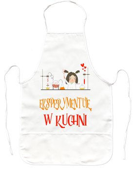 Gruby fartuch kuchenny 321PREZENT Eksperymentuję w Kuchni, biały - 321Prezent | Sklep EMPIK.COM