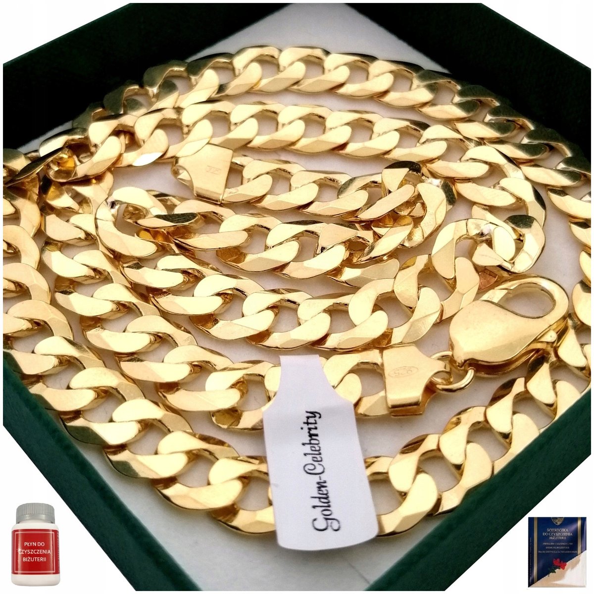 Gruby Złoty Łańcuch Pancerka Srebro 925 + Złoto 585 10 Mm + Grawer Gratis - Golden Celebrity ...