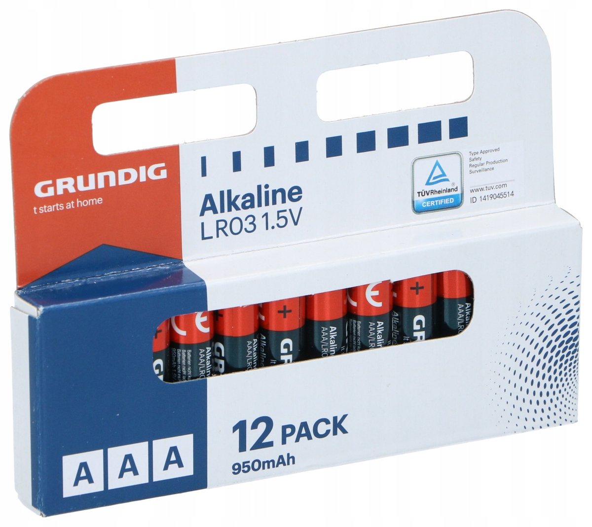 GRUNDIG Baterie alkaliczne LR03 małe paluszki AAA 1,5V 950 mAh 12 szt ...