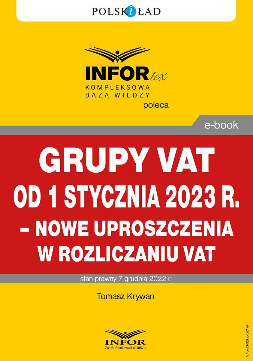 Grupy VAT od 1 stycznia 2023 r. – nowe uproszczenia w rozliczaniu VAT - ebook PDF - Krywan ...
