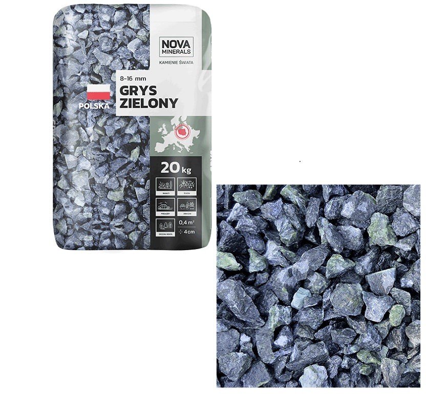 Grys zielony SERPENTYNIT 8-16 mm 20 kg - Nova Minerals | Sklep EMPIK.COM