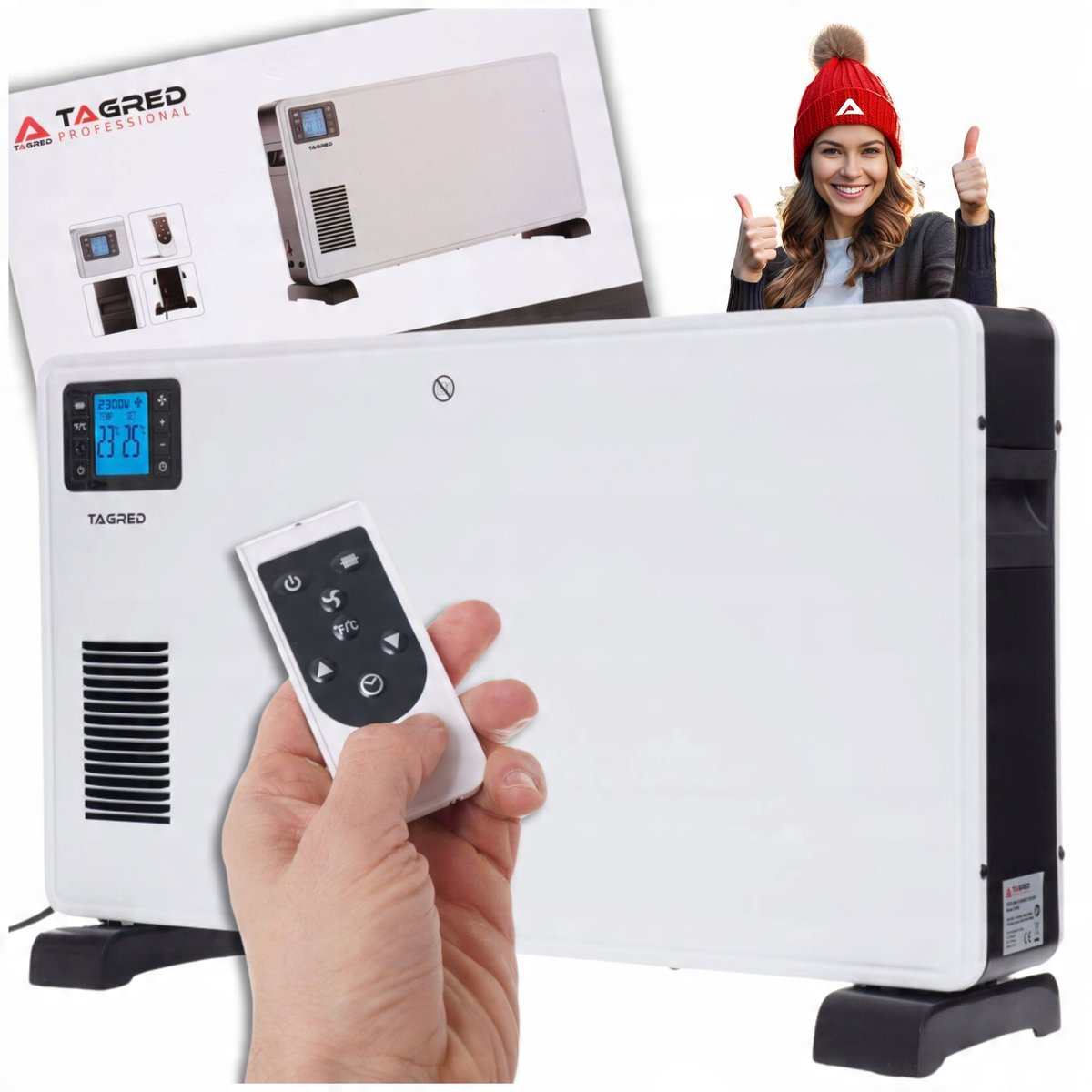 Grzejnik Konwektorowy Nawiew Turbo Pilot Timer LCD Bardzo Mocny 2300W ...