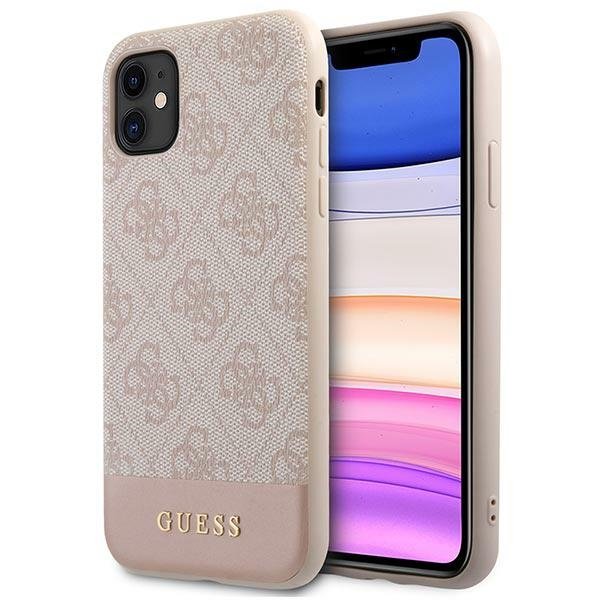 Guess GUHCN61G4GLPI iPhone 11 6,1" różowy/pink hard case 4G Stripe ...