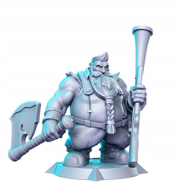 Guldram - krasnolud wojenny Figurka + podstawa dnd 3D druk 12k mini rpg - Iron Shield miniatures ...