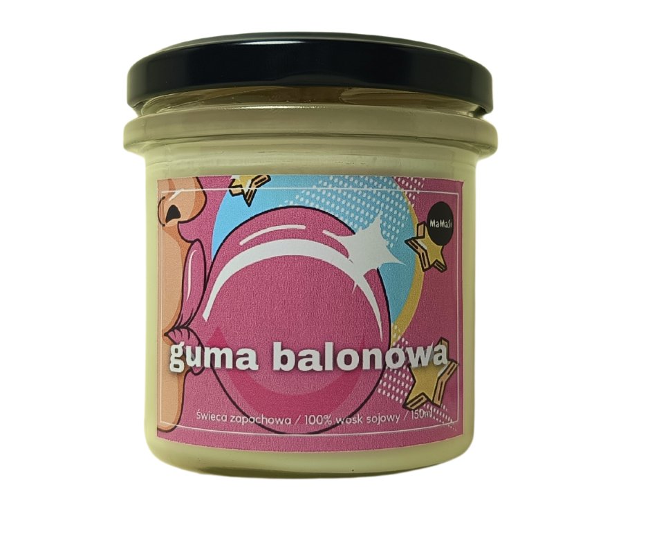 Guma Balonowa Świeca Świeczka Sojowa Zapachowa 150Ml W Słoiku Na Prezent - Mamasi Candle | Sklep ...