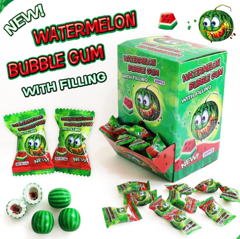 Guma do żucia WATERMELON BUBBLE GUM arbuzowe 200 sztuk 900g - Jelly ...