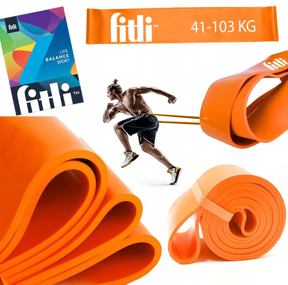 GUMA OPOROWA do Ćwiczeń POWER BAND Gumy Treningowe POMARAŃCZ MOCNA 41-103kg - Fitli | Sport ...
