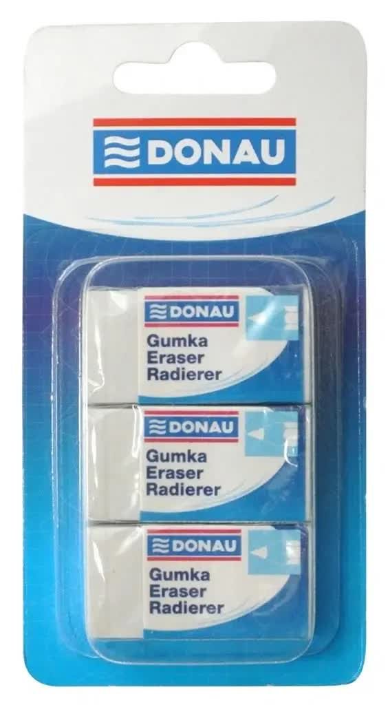 Gumka uniwersalna 41x21x11mm blister - 3szt biała - Donau | Sklep EMPIK.COM