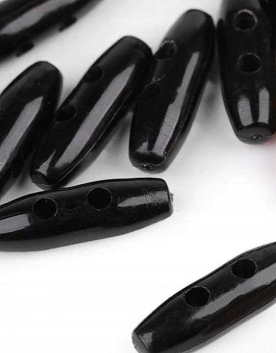 Guzik plastikowy kołeczki 8 x 27 mm ( 10szt ) Czarne - Importer Kufer ...