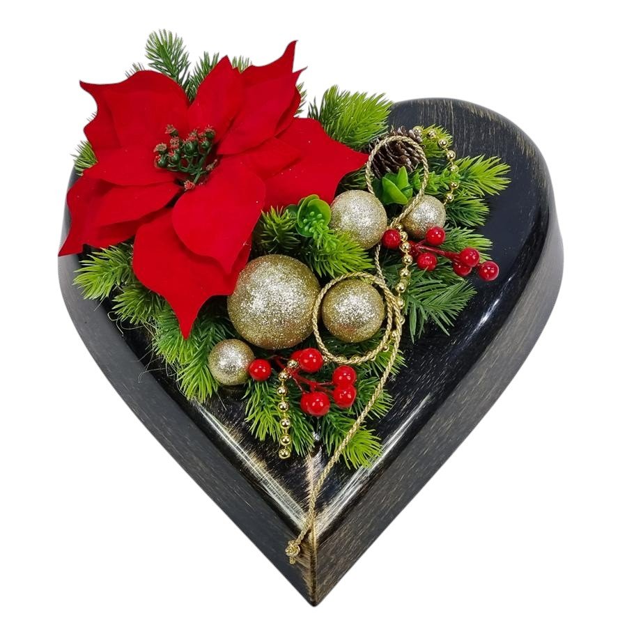 GWIAZDA BETLEJEMSKA BOMBKI SERCE (223.38) Kompozycja stroik na cmentarz ...