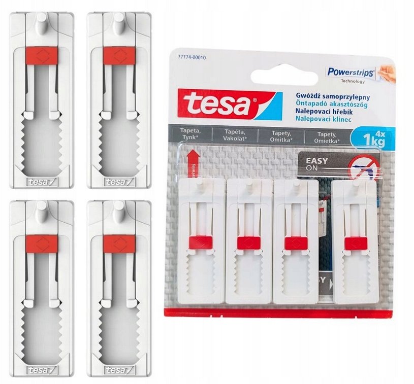 Gwóźdź Tesa Haczyk Samoprzylepny Regulowany Do Tapet/Tynku Udźwig 1Kg ...