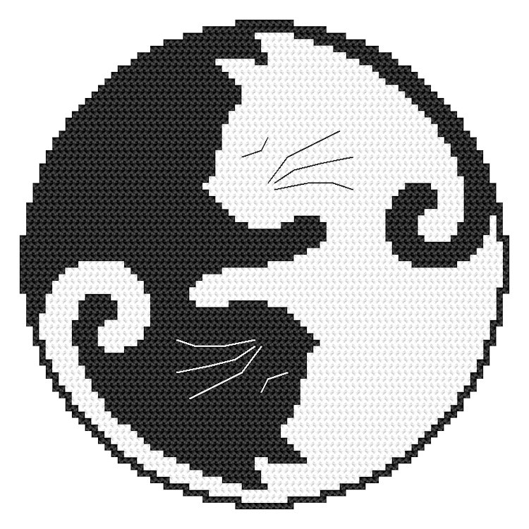 Haft krzyżykowy - Kanwa z nadrukiem - Yin yang kot - Inna marka | Sklep ...