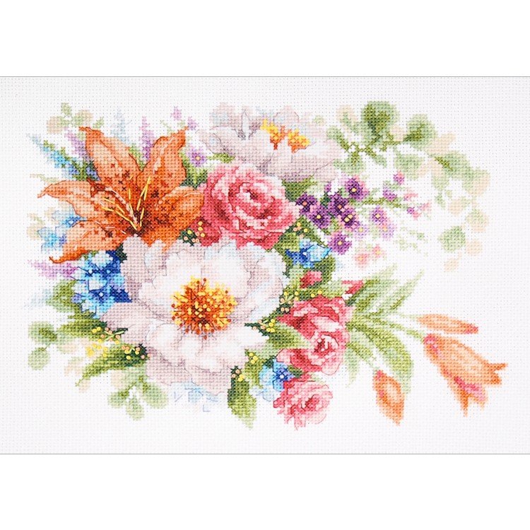 Haft krzyżykowy - Zestaw do haftu - Delikatne kwiaty - MAGIC NEEDLE | Sklep EMPIK.COM