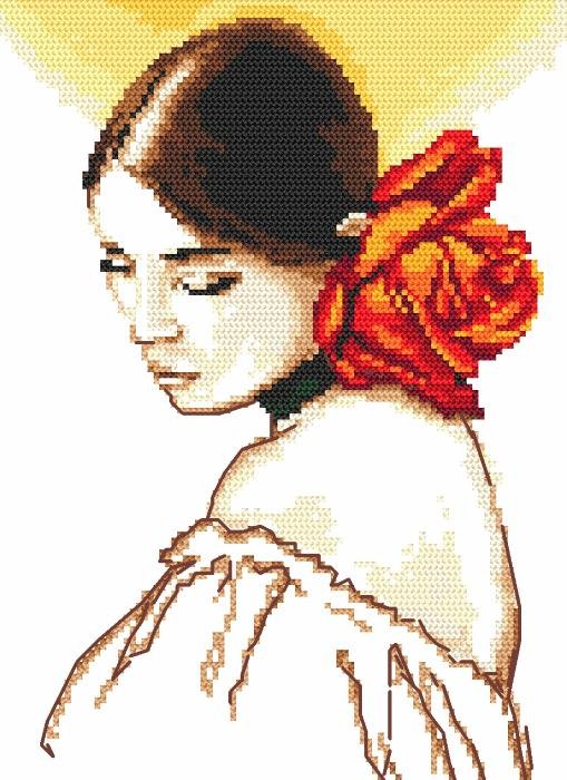 Haft krzyżykowy - Zestaw do haftu - Kobieta z różą - CORICAMO | Sklep EMPIK.COM