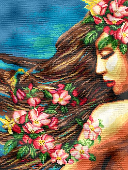 Haft krzyżykowy - Zestaw do haftu - Kwiaty we włosach - CORICAMO | Sklep EMPIK.COM