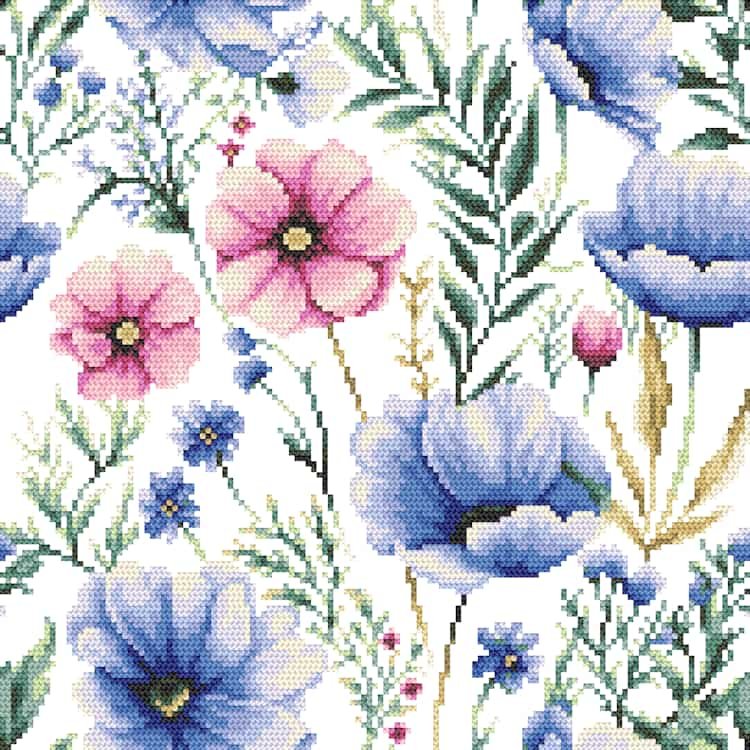 Haft krzyżykowy - Zestaw do haftu - Wzór powtarzalny - Kwiaty I - Inna marka | Sklep EMPIK.COM