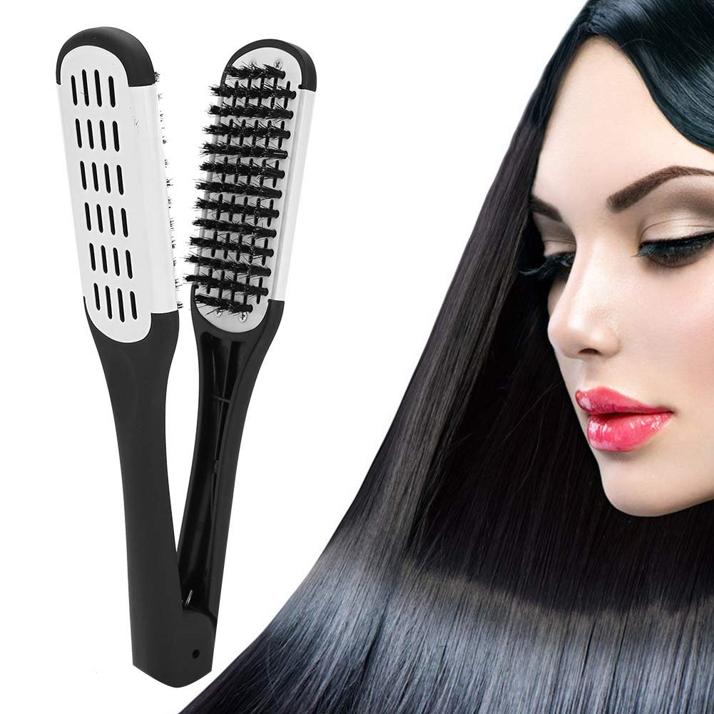 Hair Straightener Brush, Anti-static Dual-Brush Comb, Professional V ...