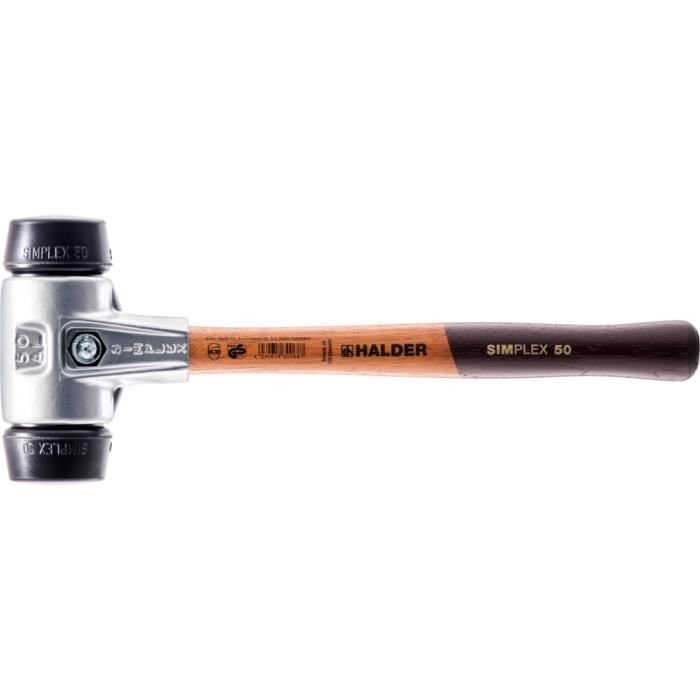 HALDER SIMPLEX Młotek gumowy z obudową aluminiową i rękojeścią drewnianą - D=50 mm - Halder ...