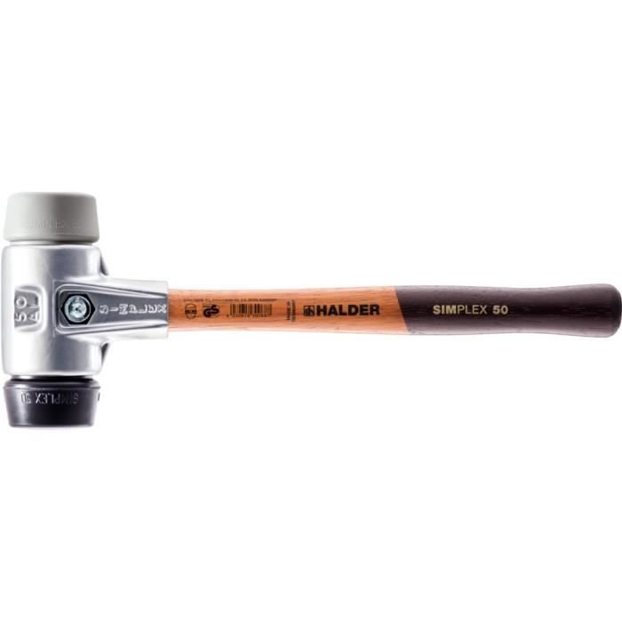 HALDER SIMPLEX Młotek Wypełniony gumą / TPE średni z aluminiową obudową i drewnianą rączką - D ...