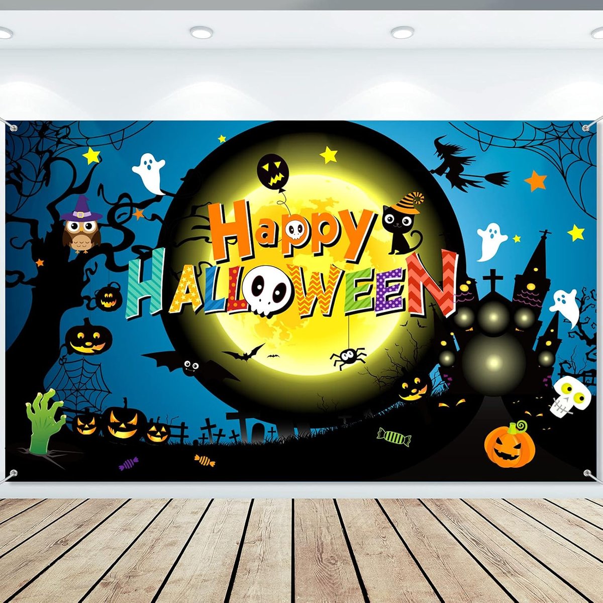 Halloween Decoration Banner Happy Halloween Party Backdrop Halloween Photo Booth Background with ...