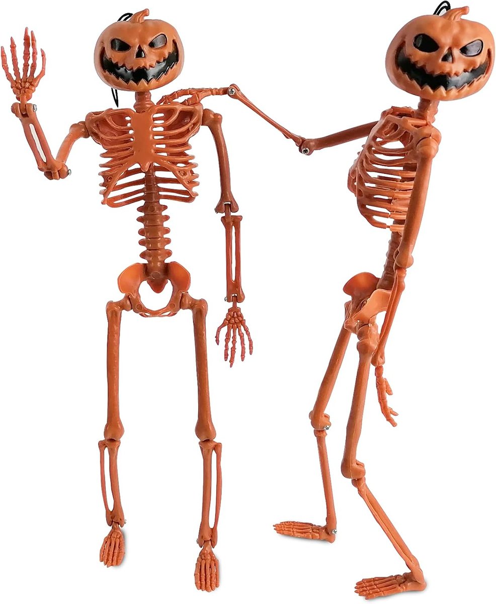 Halloween Pumpkin Skeletons Decorations Full Body Posable Joints 15 ...