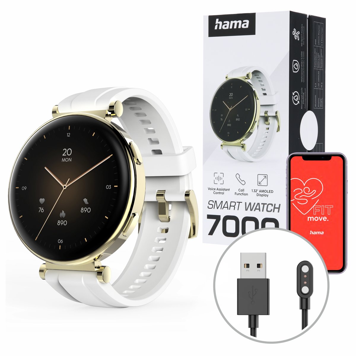 Hama Fit Watch 7000 Smartwatch Amoled Zegarek Sportowy Różowe Złoto ...