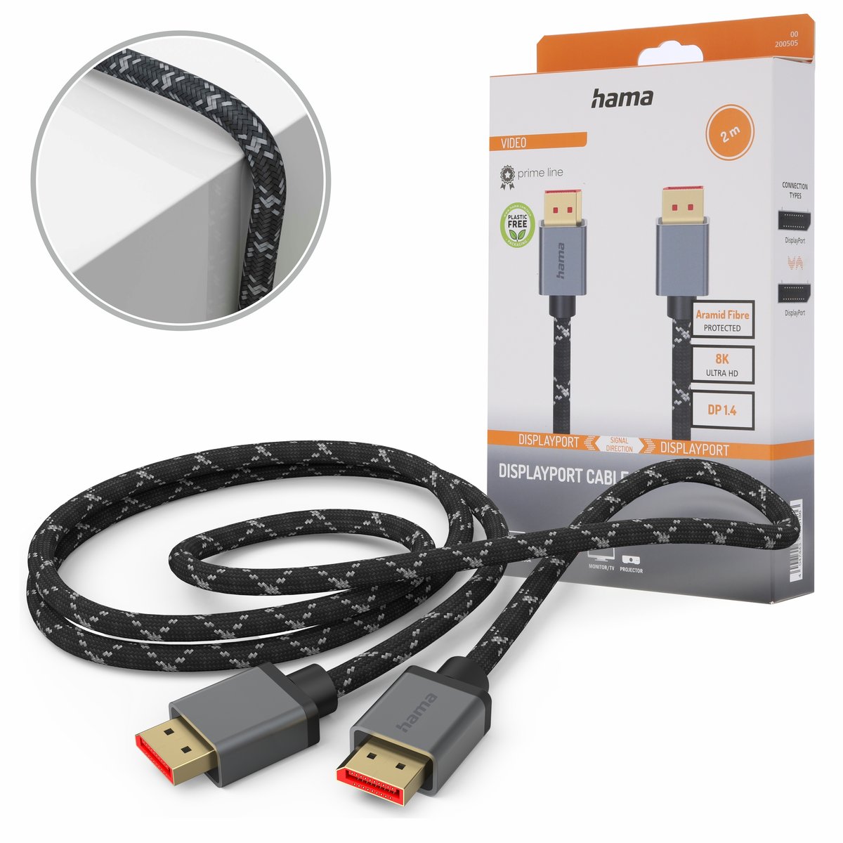 Hama Kabel Displayport 1.4 Hama Premium Ultra HD 8K 2 m pozłacana ...