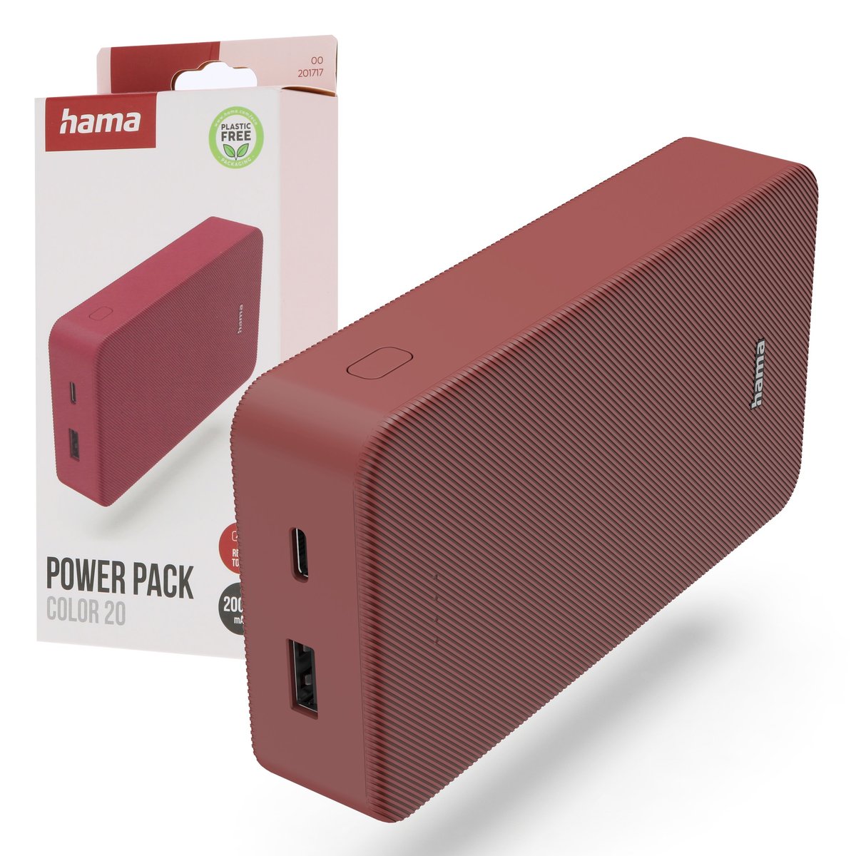Hama Powerbank Color 20 20000 mAh USB-C USB-A czerwony wskaźnik LED ...