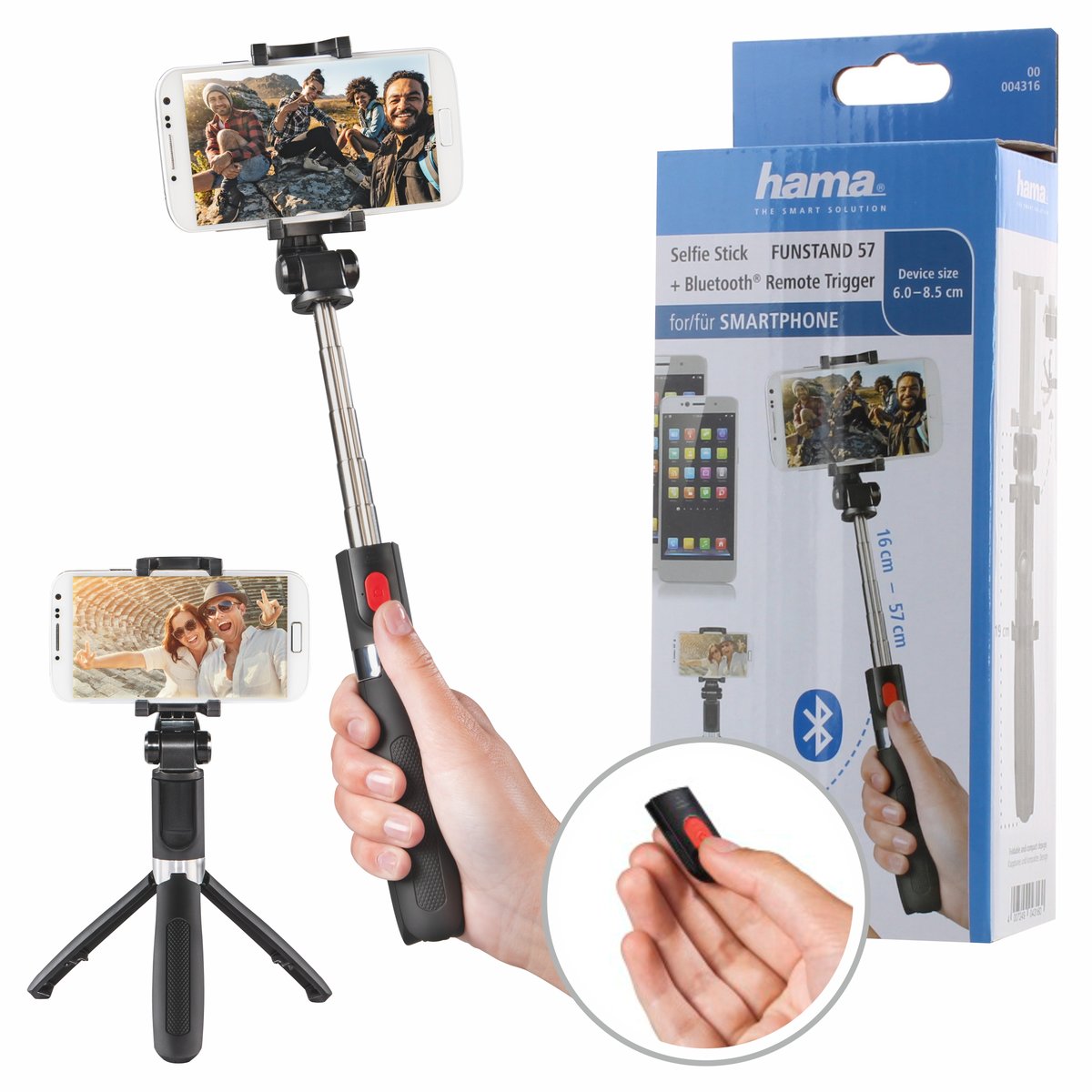 Hama teleskopowy selfie stick kijek do zdjęć 57 Bluetooth z funkcją ...