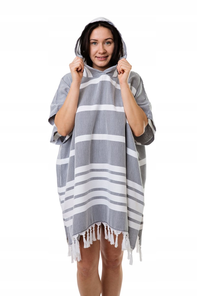 Hammam poncho do sauny, SPA na basen szary - Belibe Sport | Sklep EMPIK.COM