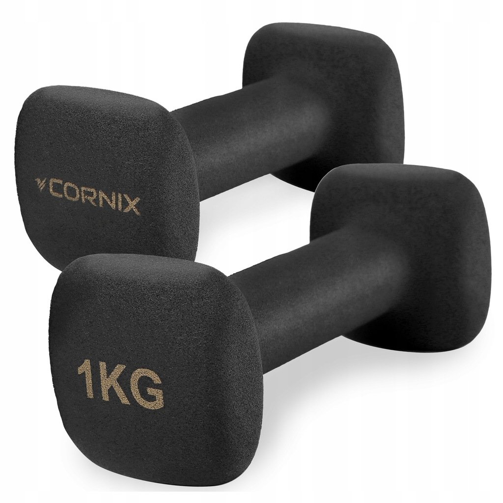 HANTELKI CIĘŻARKI ŻELIWNE WINYLOWE ANTYPOŚLIZGOWE CORNIX ZESTAW 2x1 kg ...