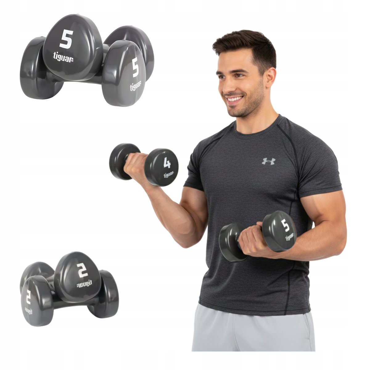 Hantle 5 kg Zestaw 2 Sztuk Winylowe Treningowe Fitness Hantelki ...