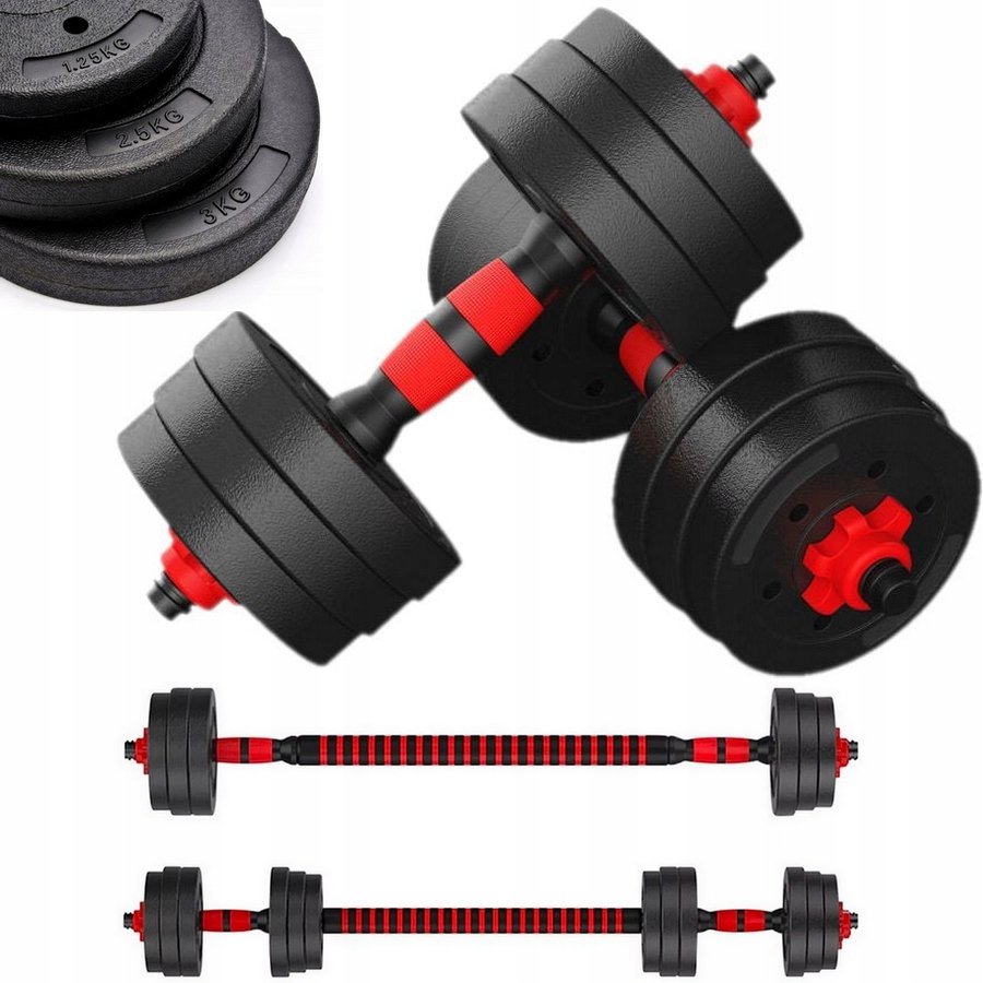 HANTLE REGULOWANE INPOWER 2 x 20 KG + SZTANGA = ZESTAW HANTLI 40 KG ...
