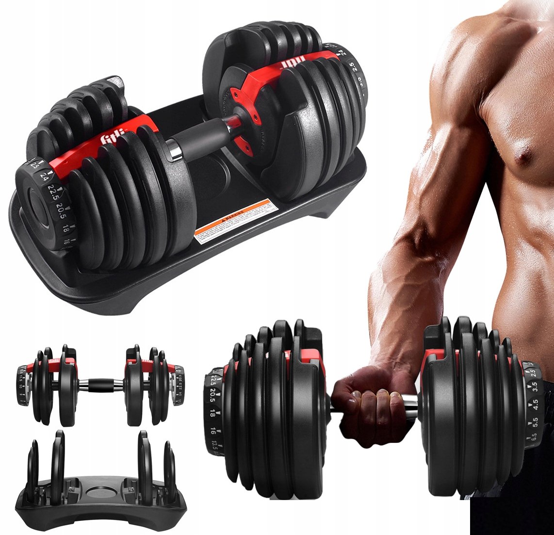 HANTLE REGULOWANE ŻELIWNE HANTEL 2,5-24KG + STOJAK szybka płynna ...