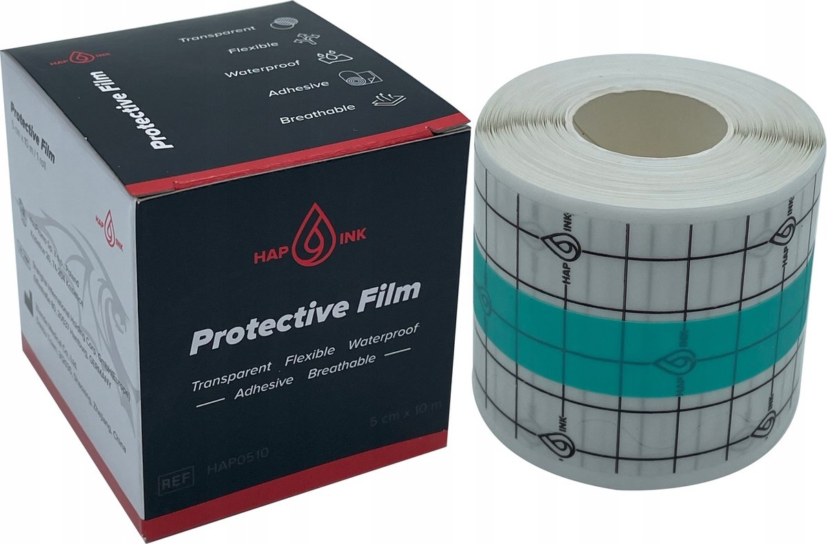 HAPINK® Second Skin Folia Ochronna na Tatuaż Rany Opatrunek Rolka 5 cm x 10 m | wodoodporna ...