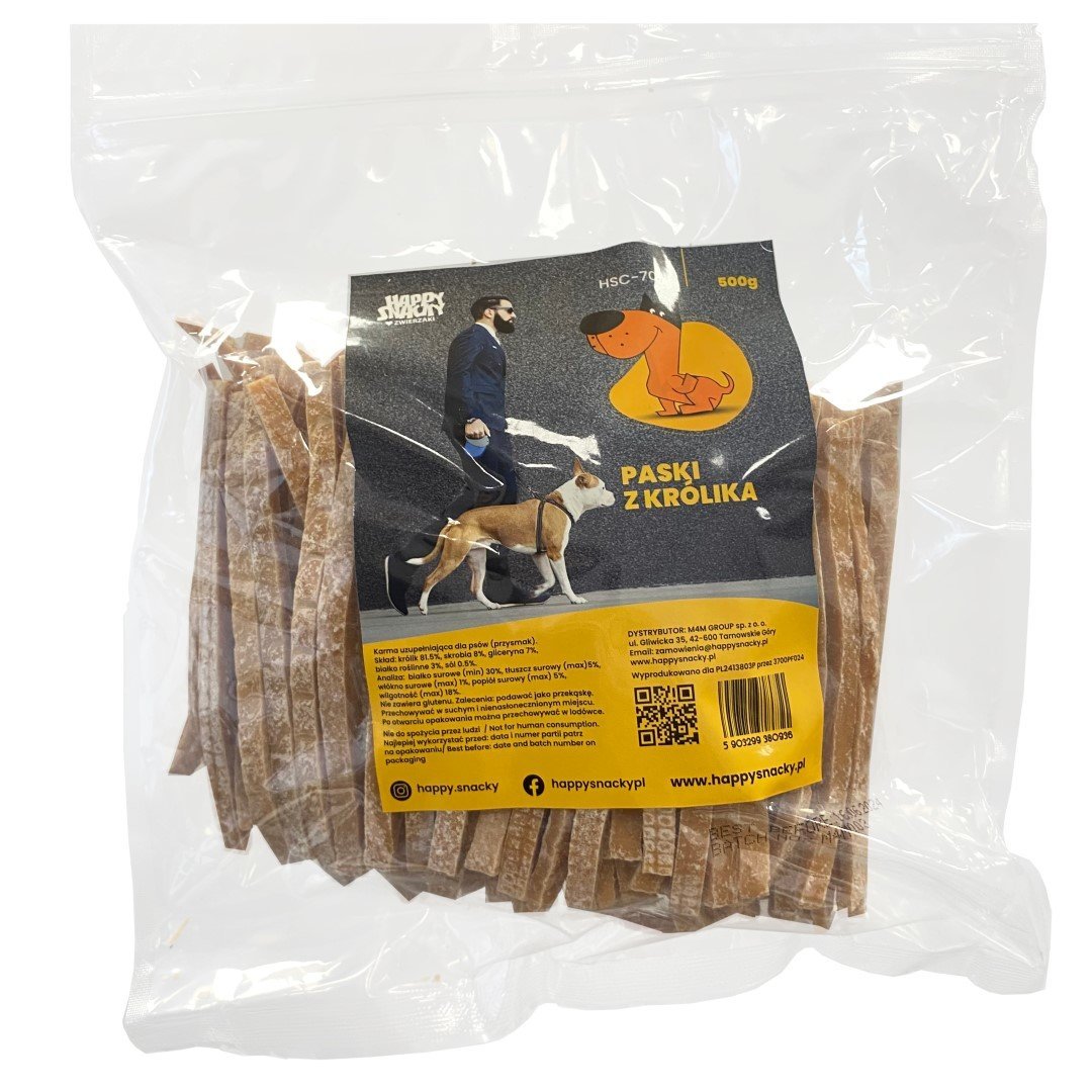 Happy Snacky Przysmak Dla Psa Paski Z Królika 500g - Happy Snacky ...