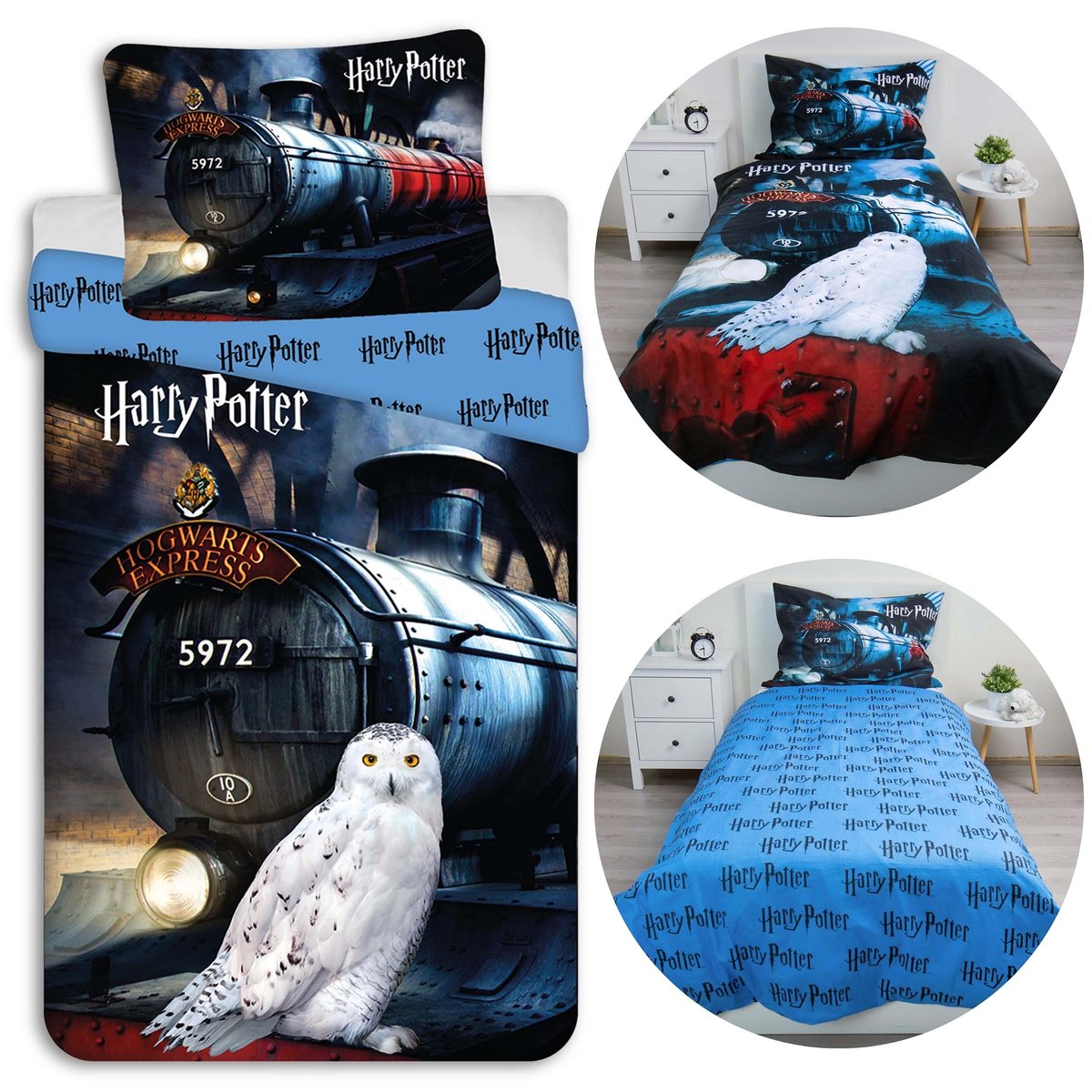 Harry Potter Hedwiga Niebieska, DWUSTRONNA, bawełniana pościel ...