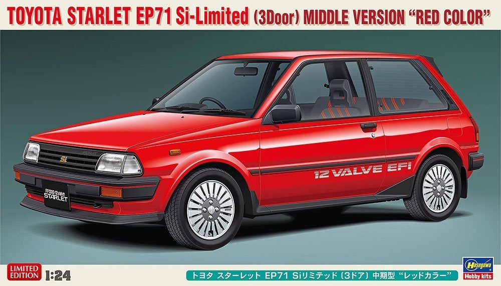 Hasegawa 20660 Toyota Starlet EP71 Si-Limited (3 Door) Middle Version Red Color 1/24 - Inna ...