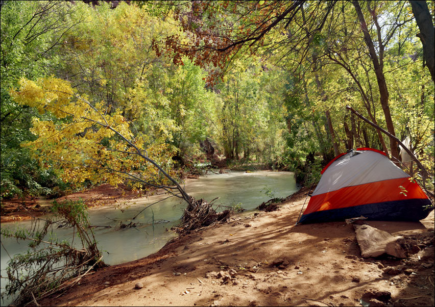 Havasu Creek flows past a campground between Mooney Falls and Havasu ...