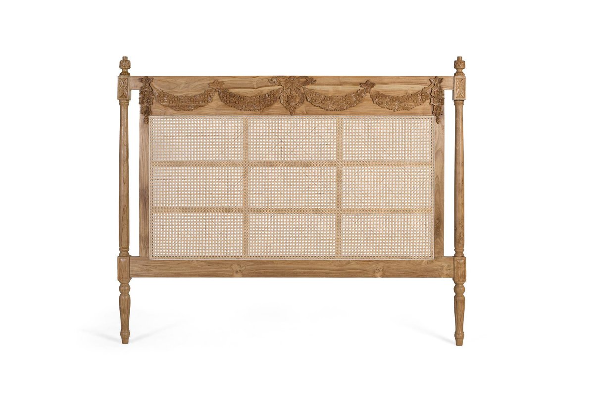 Headboard made of solid teak wood and cane, 174 cm - giner and colomer ...