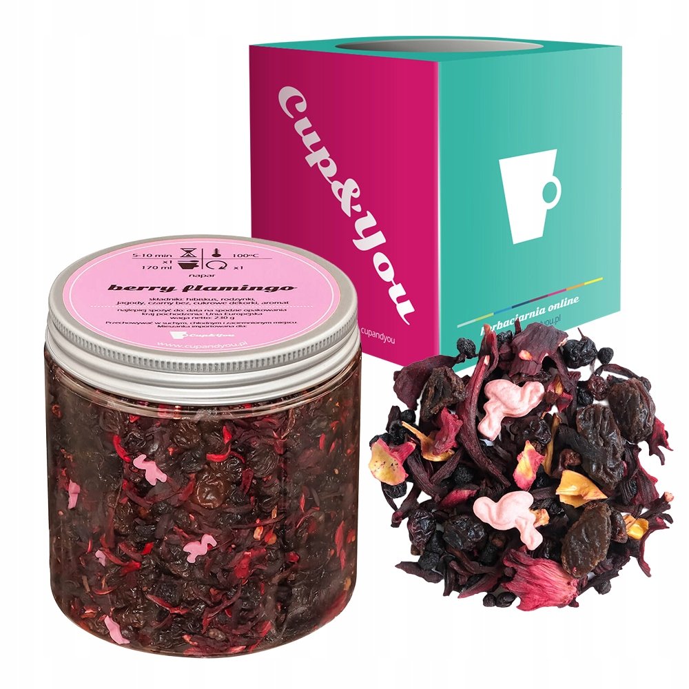 Herbata owocowa Berry Flamingo jagody rodzynki hibiskus czarny bez 230g ...