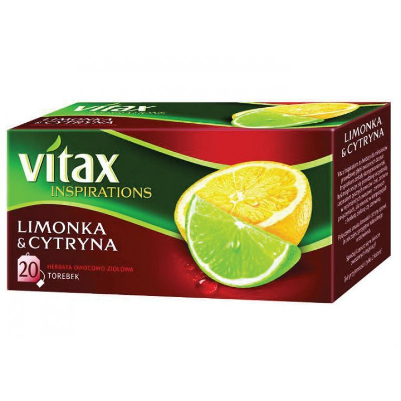 Herbata owocowo-ziołowa Vitax ekspresowa limonka cytryna 20 torebek ...