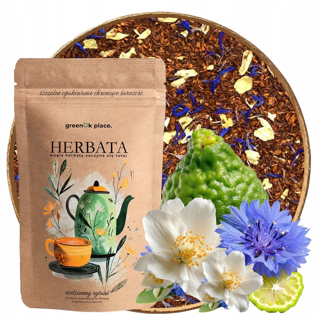 Herbata ROOIBOS EARL GREY 50g bergamotka bez kofeiny aromatyczna JAKOŚĆ ...