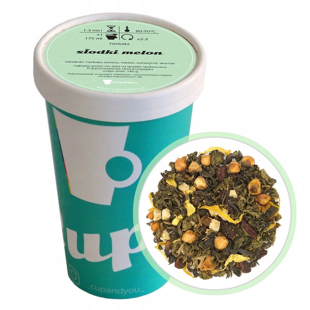 Herbata zielona SŁODKI MELON kwiat herbaty melon guawa jagody goji 140g ...
