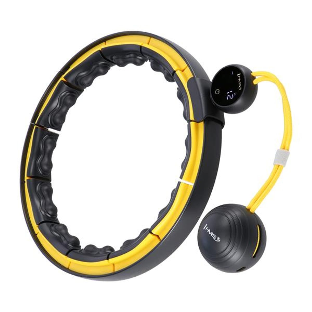 HHM21 HULA HOP BLACK/YELLOW Z MAGNESAMI, WYPUSTKAMI TPE I OBCIĄŻNIKIEM ...