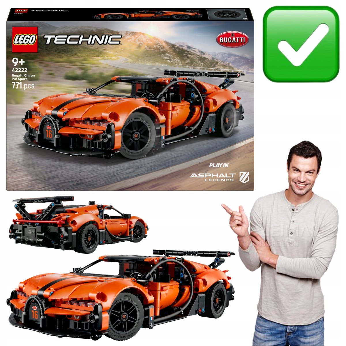 HIPERSAMOCHÓD BUGATTI CHIRON PUR SPORT LEGO TECHNIC 42222 ZESTAW ...