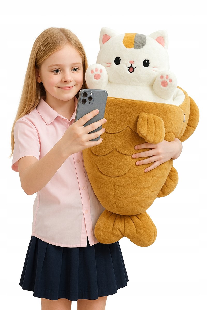 Hit! Kotek w Rybie – Maskotka 2w1 Kawaii Miękki Pluszak 60cm ...