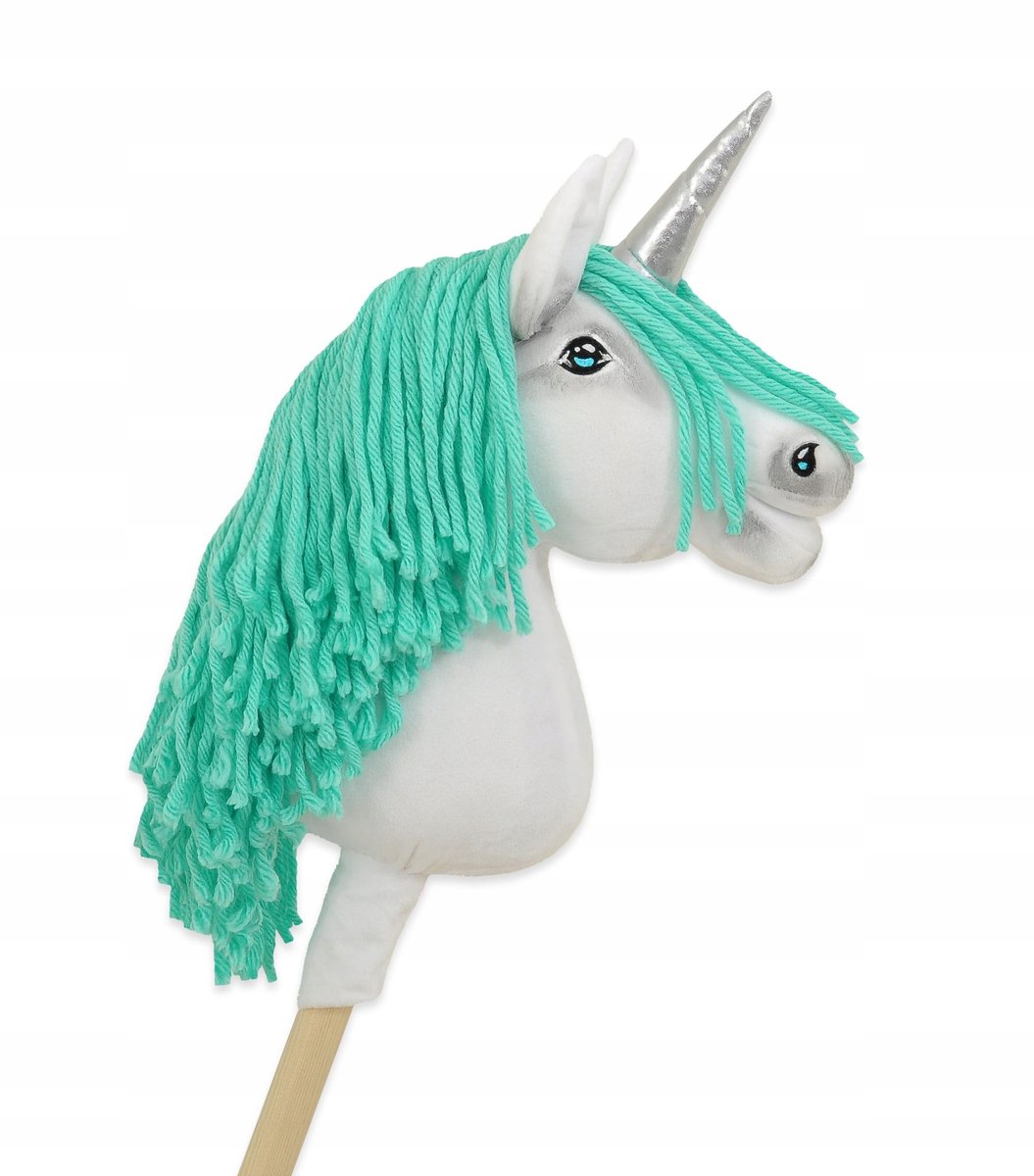 Hobby Horse Jednorożec na kiju mały biały, grzywa miętowa i srebrny róg - inna (Inny) | Sklep ...